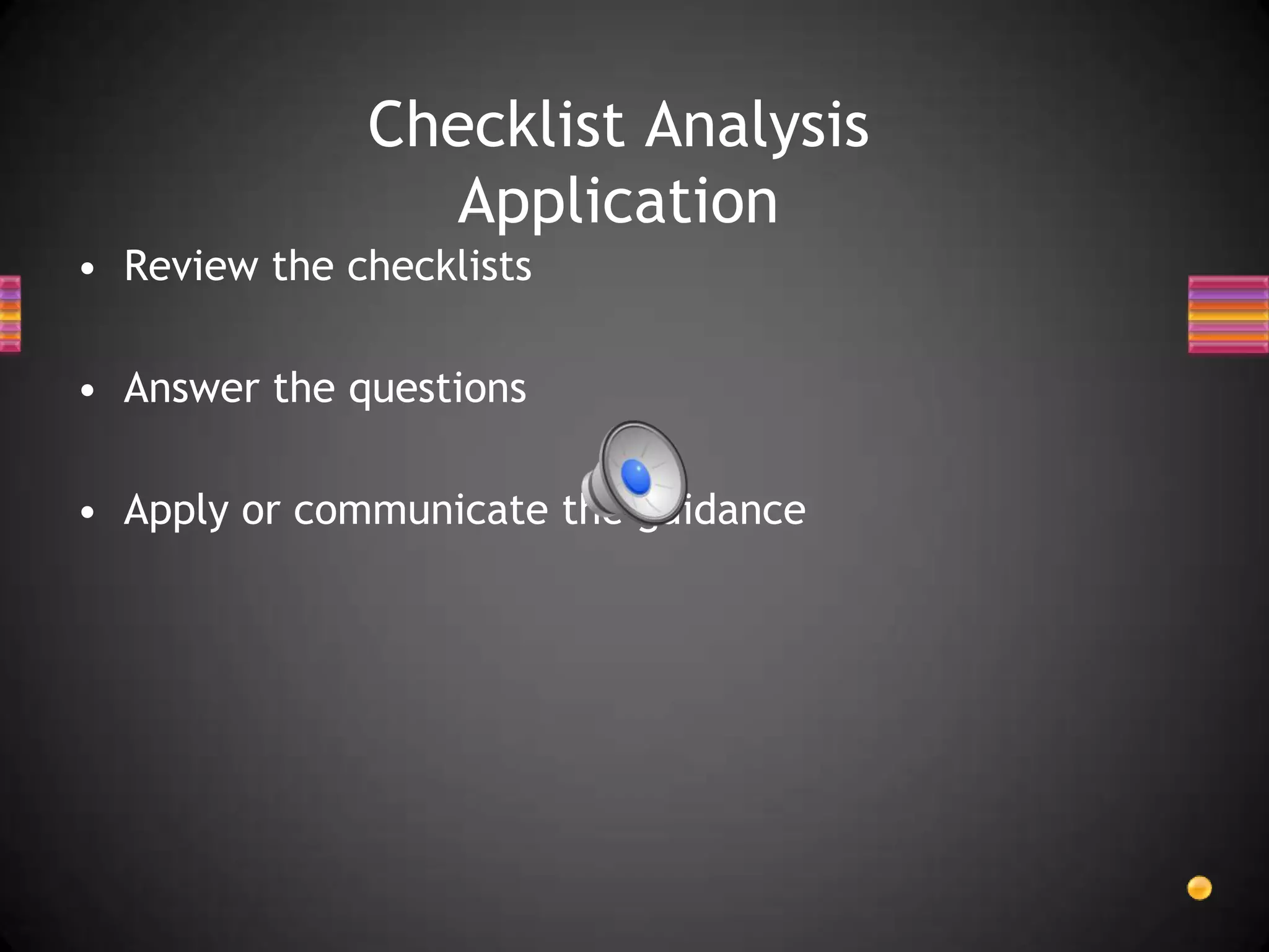 Dawson checklist presentation | PPTX | Business | Business and Finance