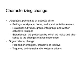 DAWSON Managing Change Creativity and Innovation Chapter 1 Summary | PDF