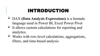 Comprehensive Guide to DAX Expressions in Power BI for Data Analysis | PPTX