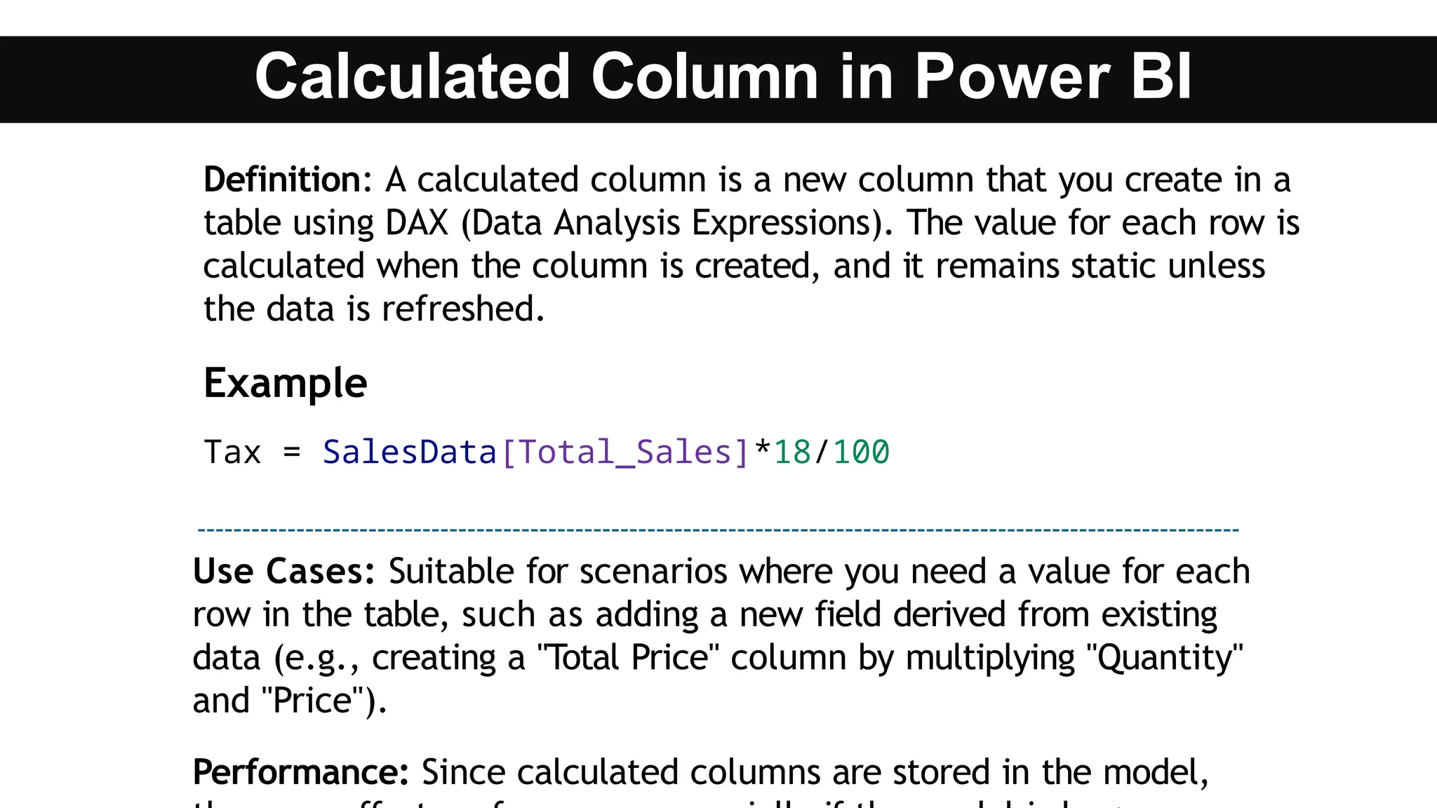 DAX Formulas Notes and examples learning | PPTX
