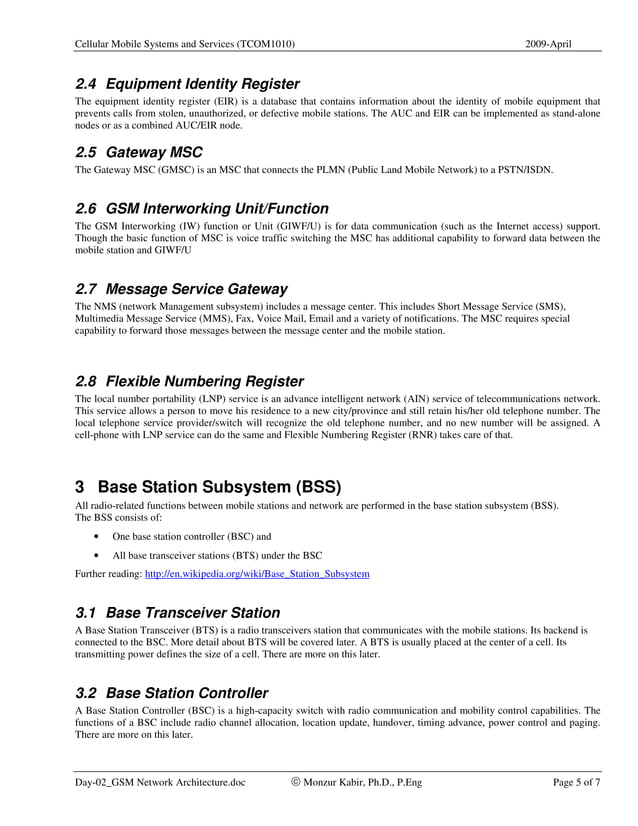 Day 02 Gsm Network Architecture Pdf