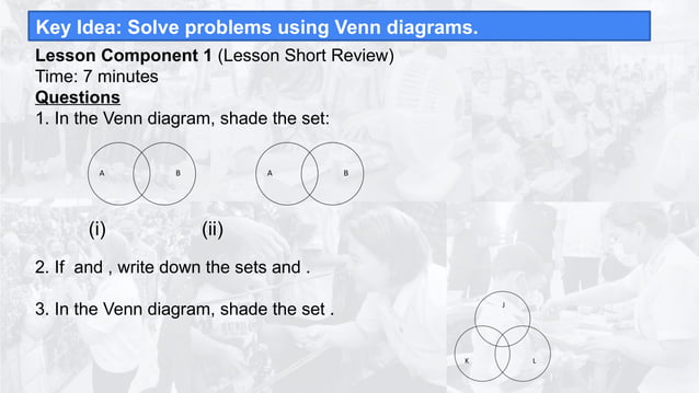 Day 1- Lesson 1 Solving Problems using Venn Diagram | PPTX