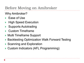Day - 1 Introduction of Amibroker Charting Tools and Trading System | PPT