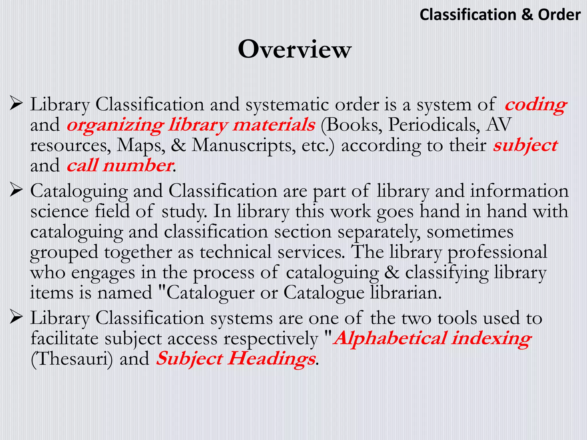 Classification and Order | PPT