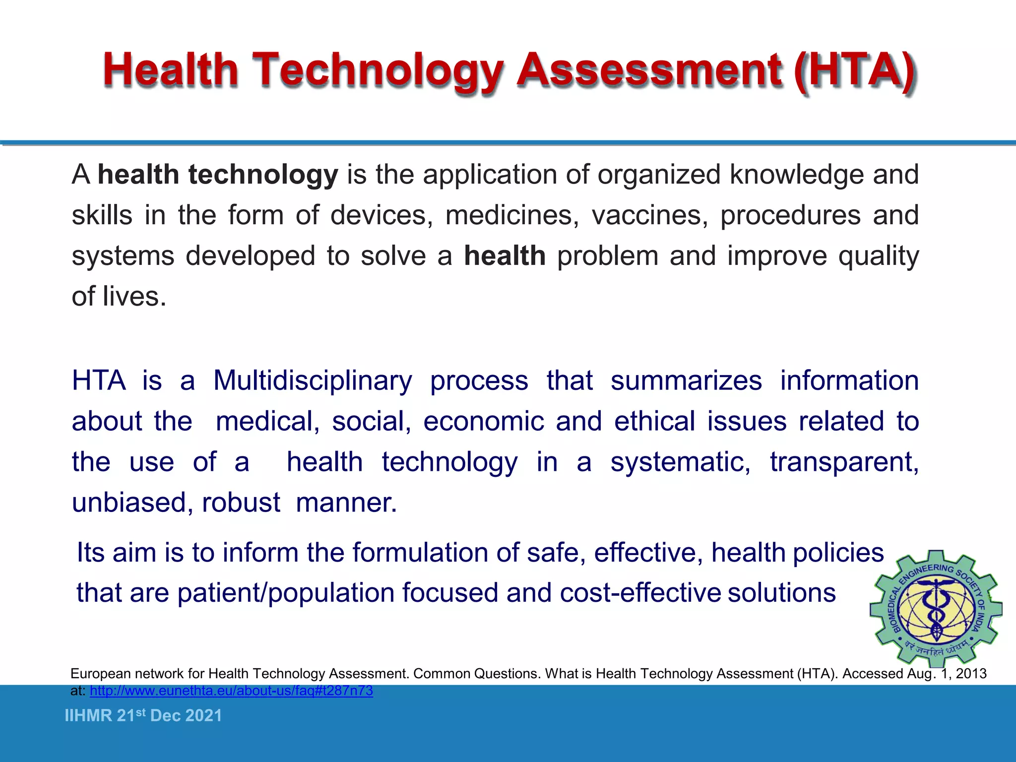 Health Technology Assessment- Overview | PPTX