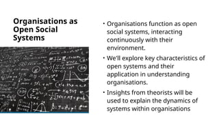 Organization as systems - Management theory | PPTX