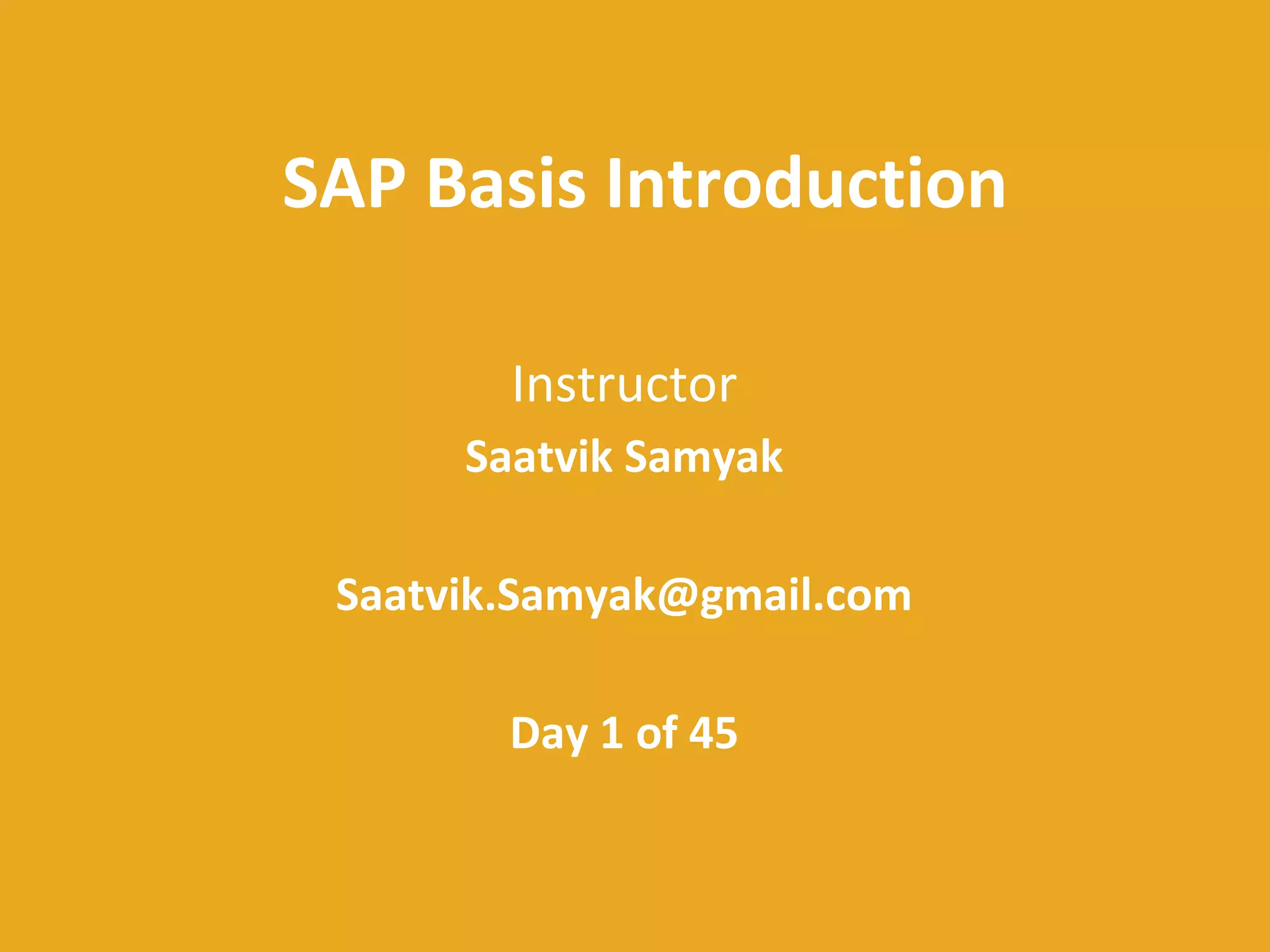 SAP Basis Online Training Demo | PPT