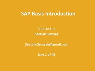 SAP Basis Online Training Demo | PPT
