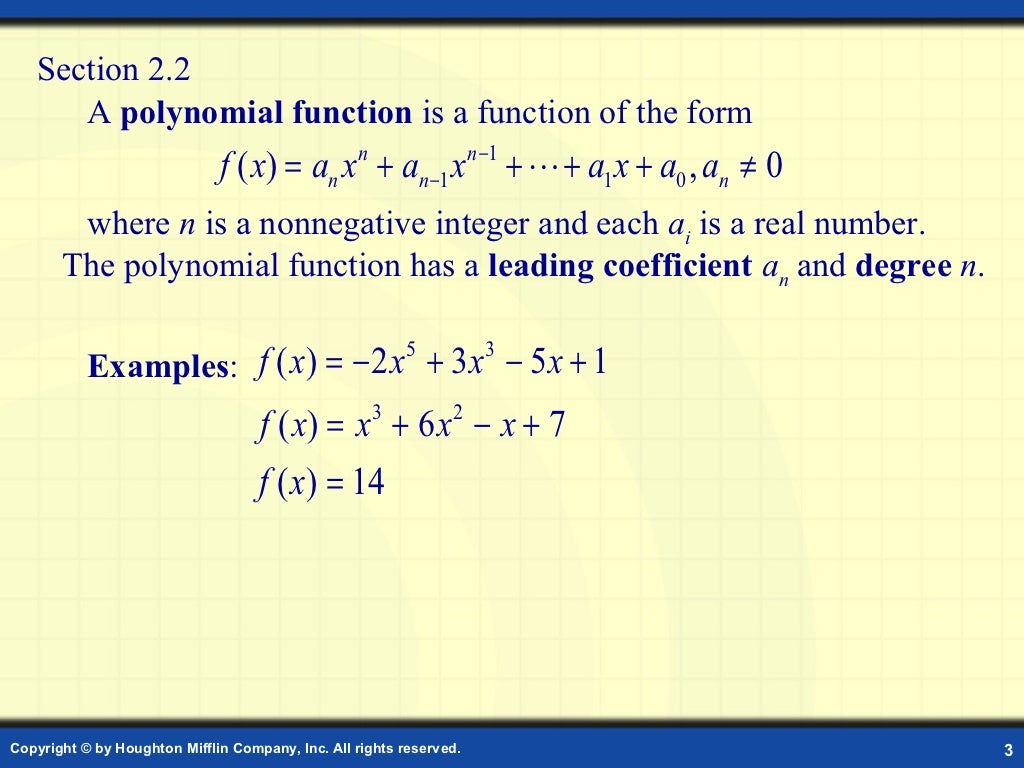 2.2 Polynomial Function Notes