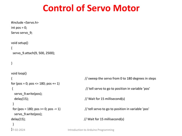 Introduction to arduino Programming with | PPT | Free Download