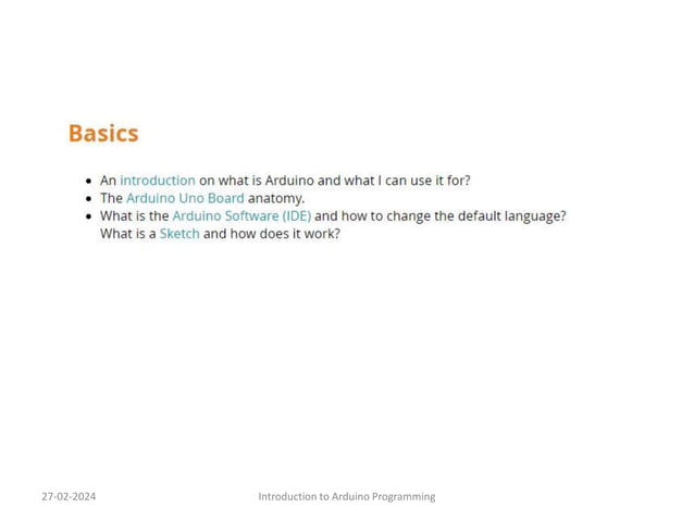 Introduction to arduino Programming with | PPT