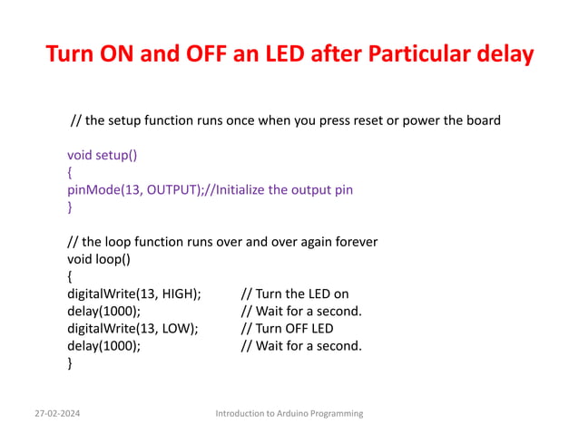 Introduction to arduino Programming with | PPT | Free Download