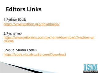 Introduction Of Python Identifiers Operators Ppt
