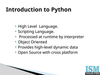 Introduction Of Python Identifiers Operators Ppt