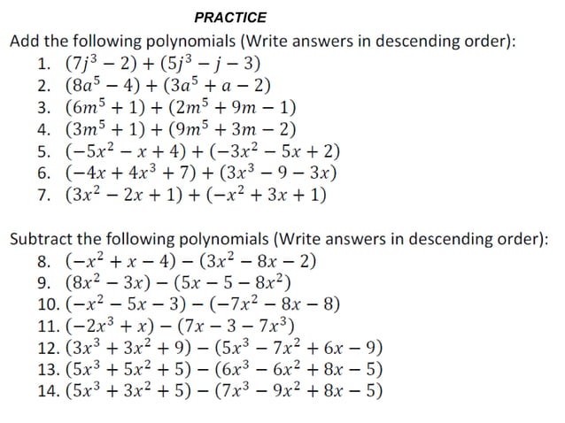 POLYNOMIAL NOTES Day #2 | PPT