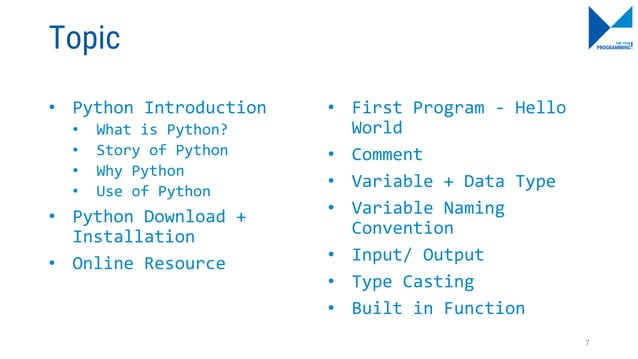 Day 1 - Python Overview and Basic Programming - Python Programming Camp ...