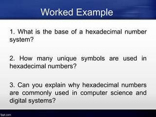 Day 10-12 Conversion of Computer Number (Octal, Decimal, & Hexadecimal).ppt | Computing ...