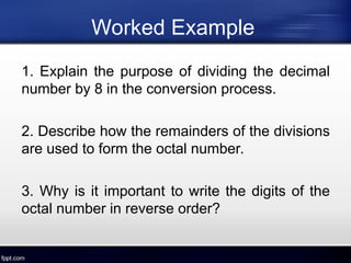 Day 10-13 Conversion of Computer Number (Octal, Decimal, & Hexadecimal).ppt