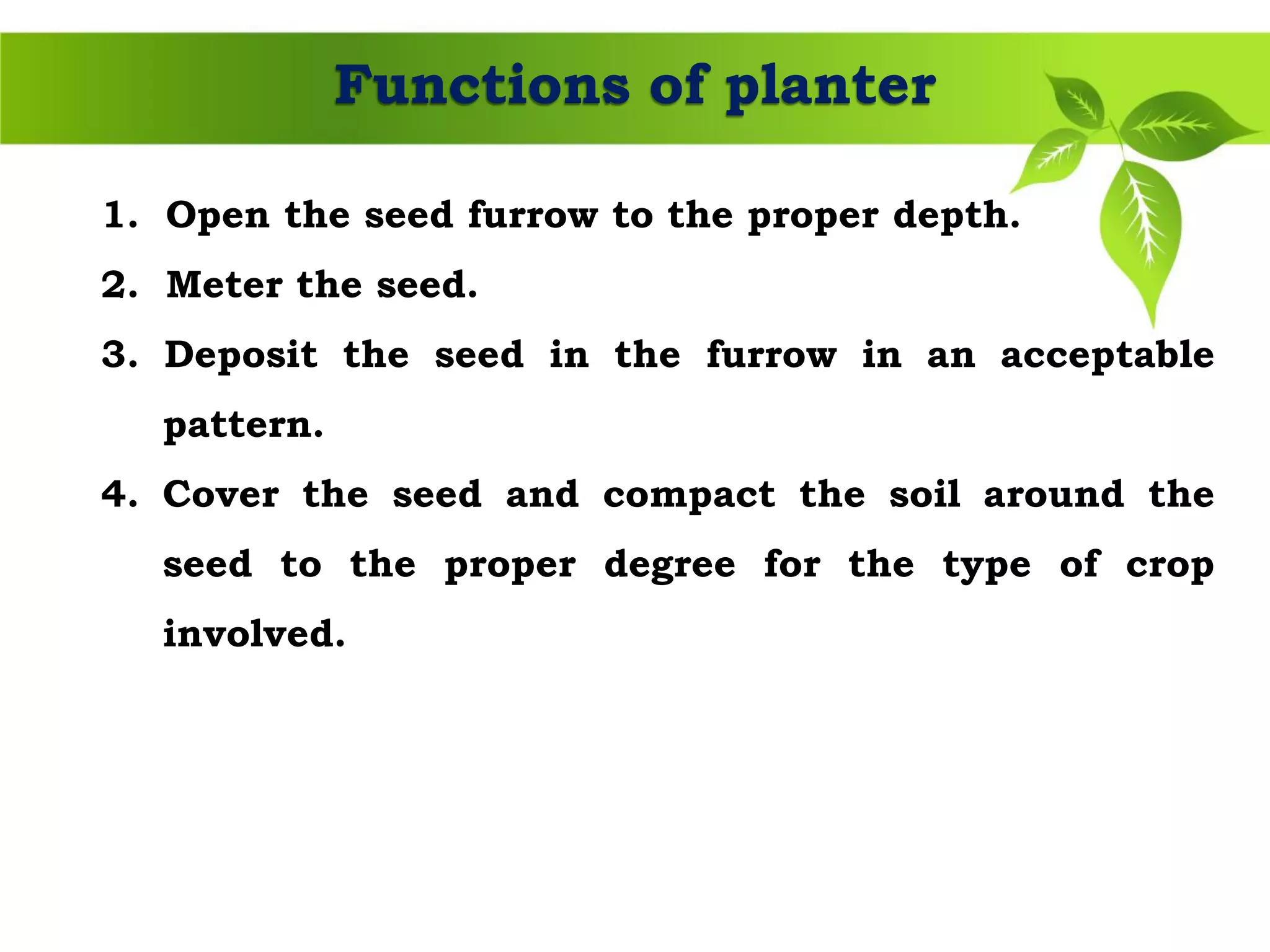 Day 10 Calibration, Adjustment of Seed Drill, Planter and Sprayer ...