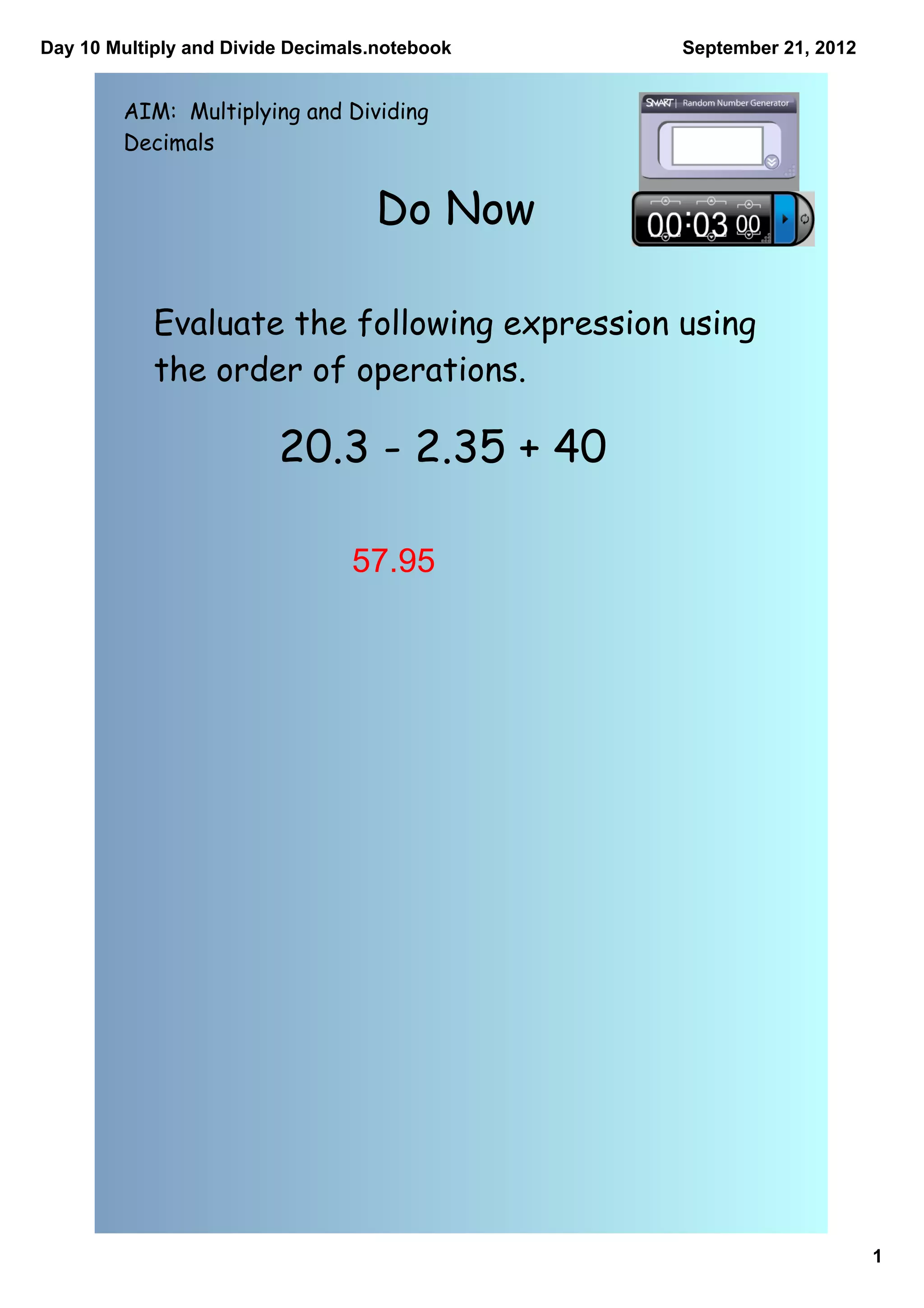 Day 10 multiply and divide decimals | PDF