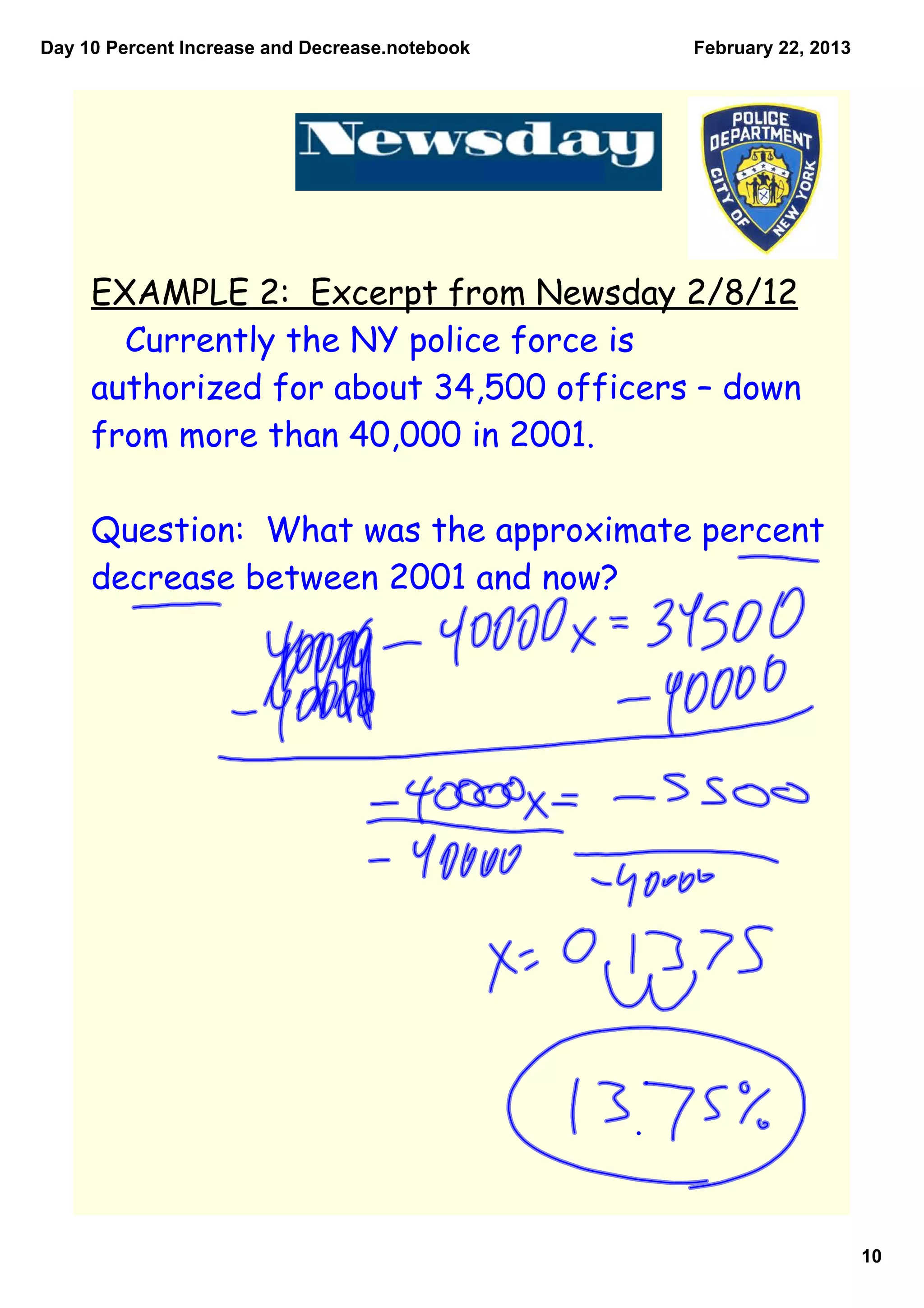 Day 10 percent increase and decrease | PDF