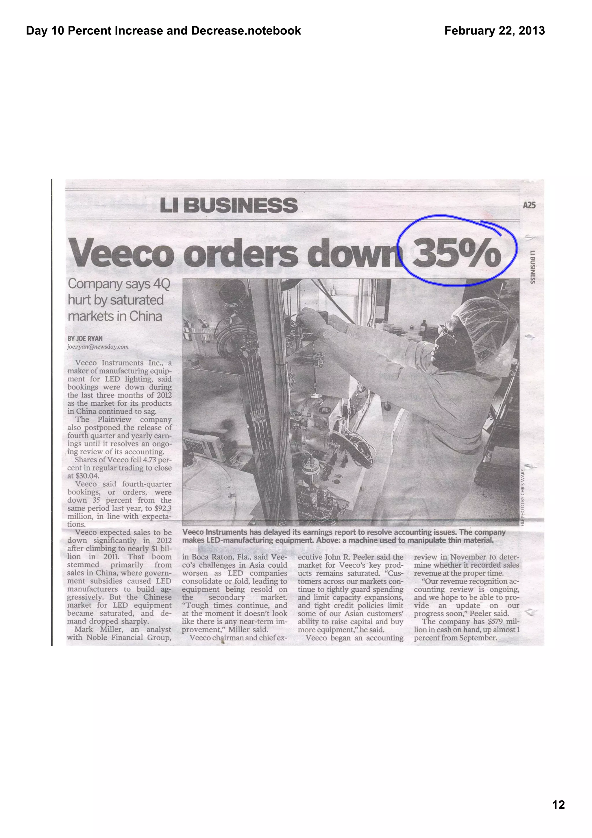 Day 10 percent increase and decrease | PDF