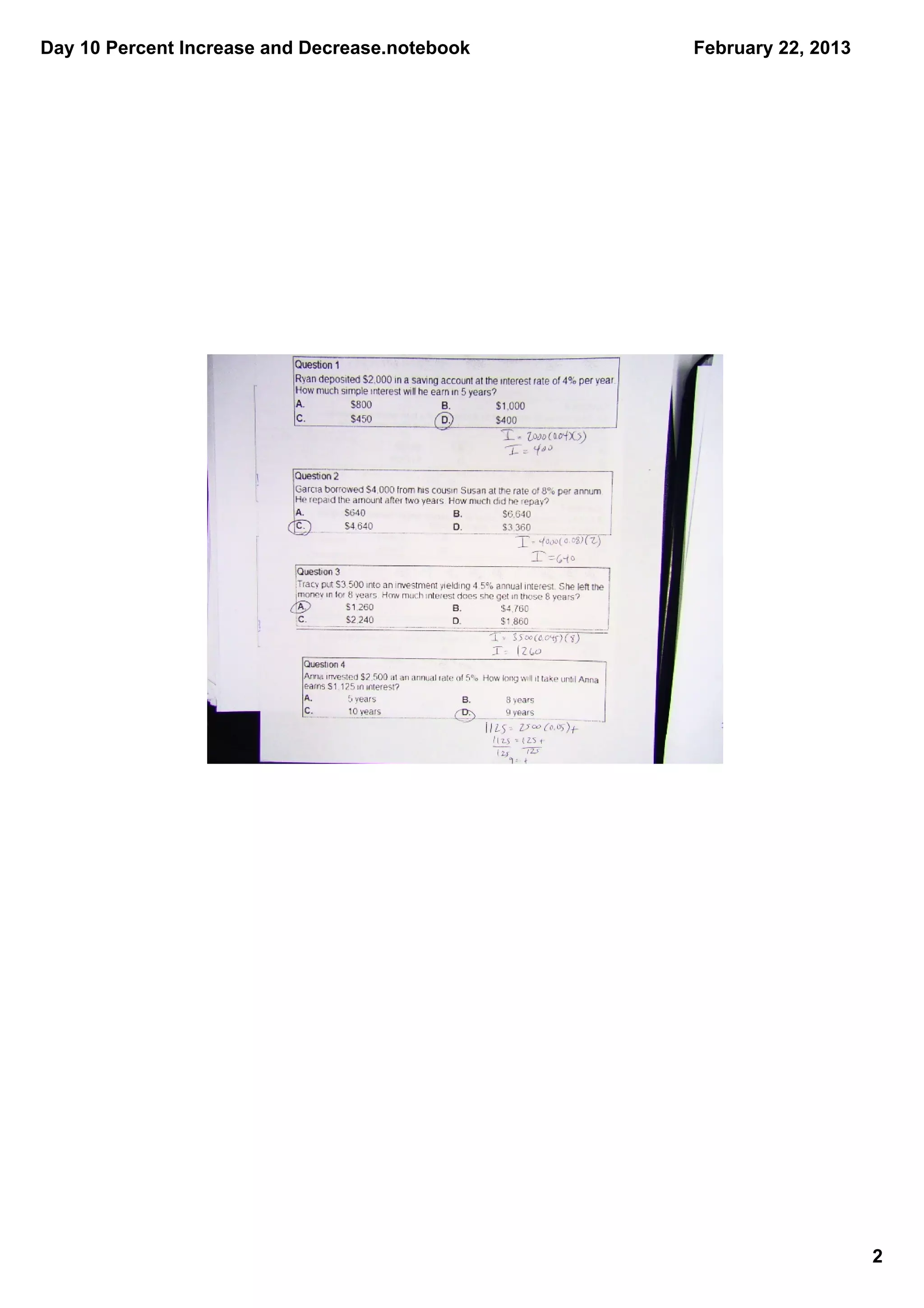 Day 10 percent increase and decrease | PDF