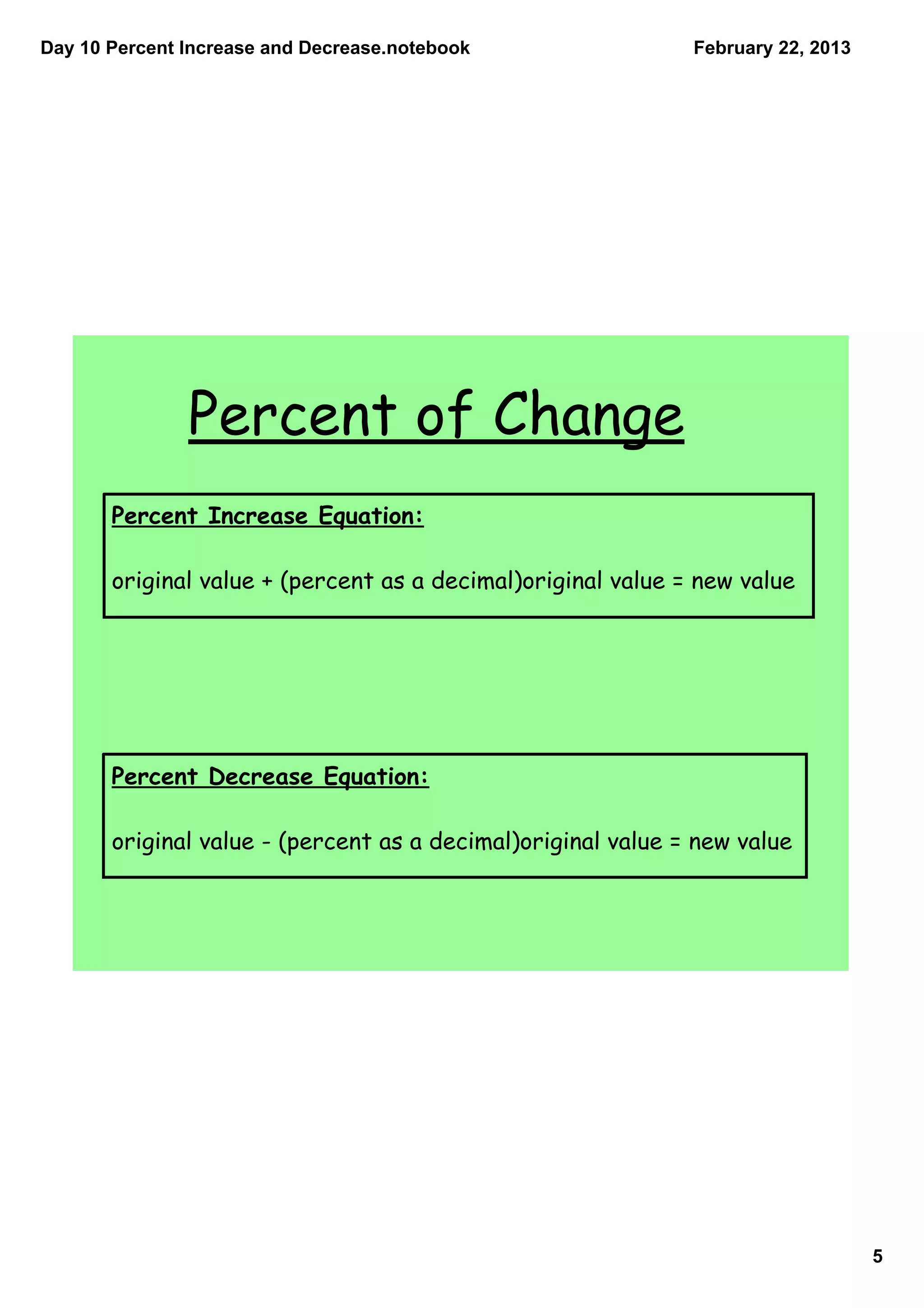 Day 10 percent increase and decrease | PDF