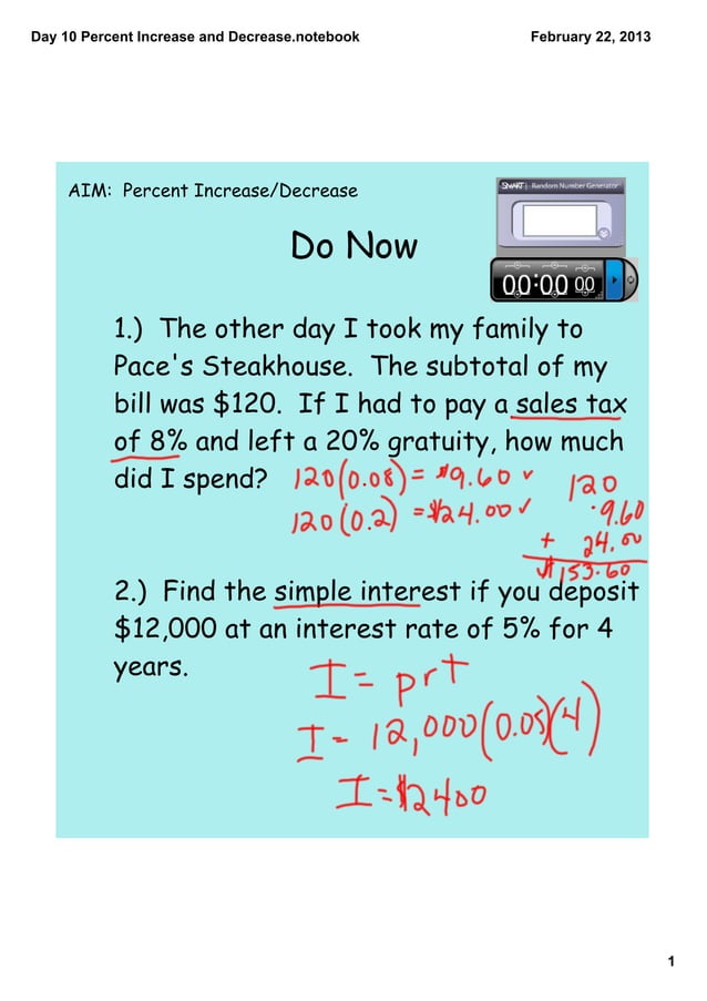 Day 10 percent increase and decrease | PDF