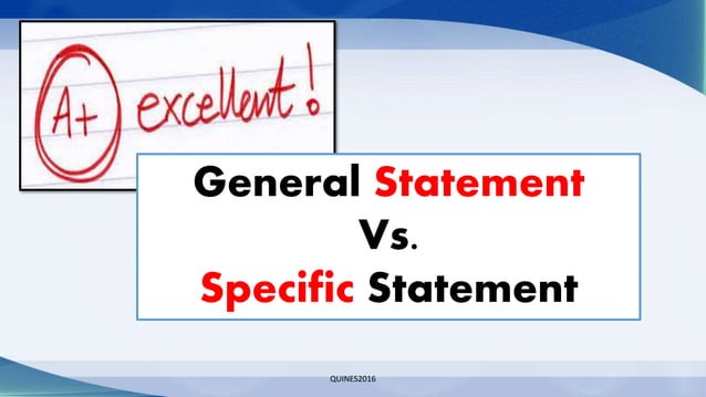 GENERAL VS. SPECIFIC STATEMENT (ENGLISH GRADE 7) | PPTX | Crime ...