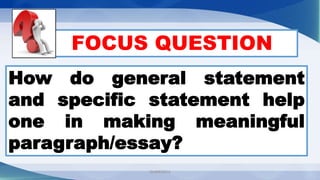 GENERAL VS. SPECIFIC STATEMENT (ENGLISH GRADE 7) | PPTX
