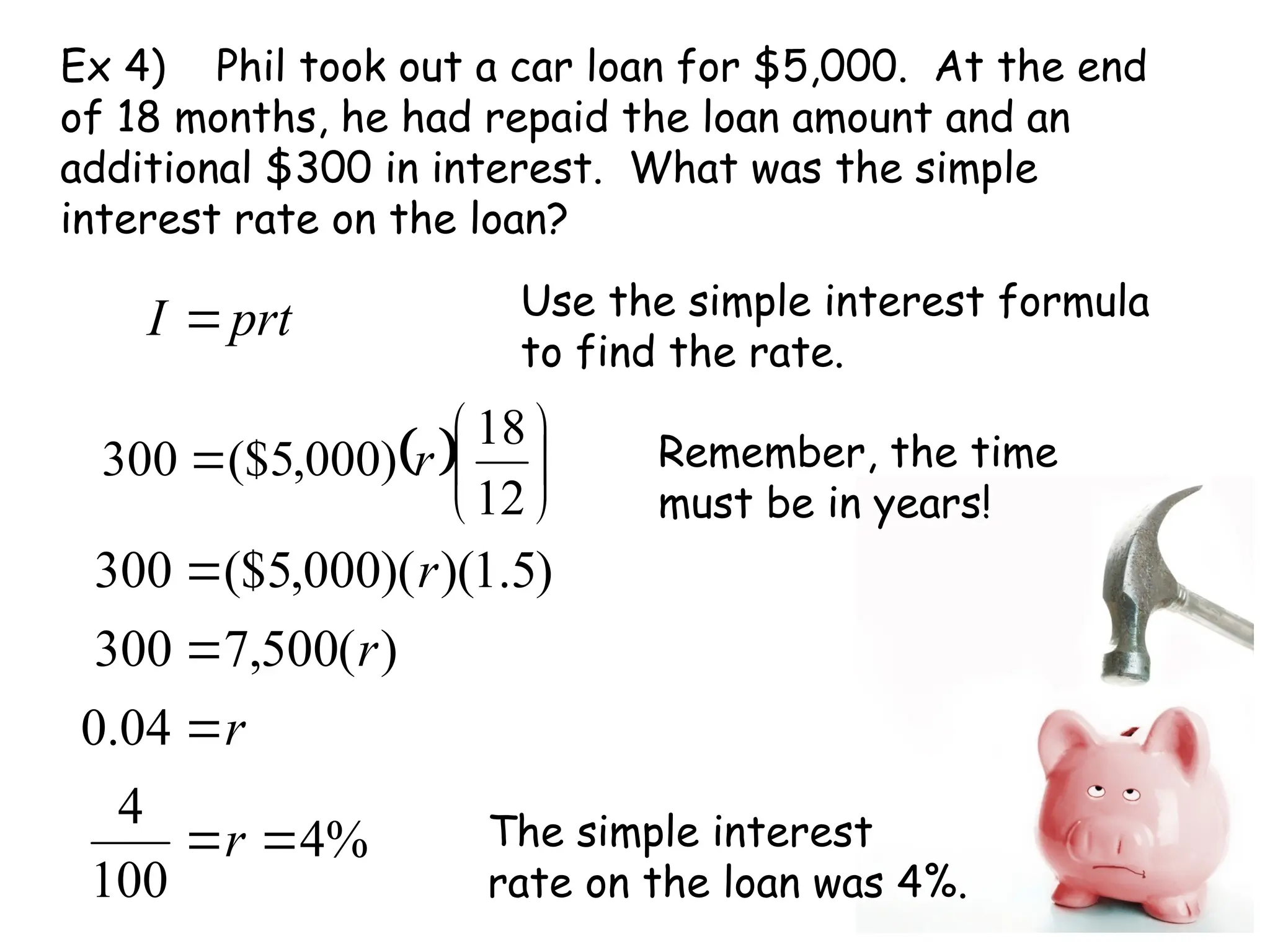 Simple Interest with definitions and example problems | PPT