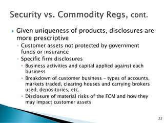 Overview of the US CFTC regulatory regime for commodity futures trading ...