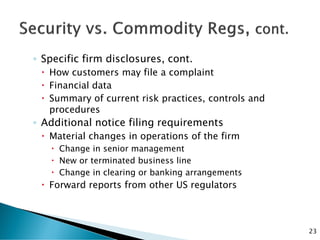 Overview of the US CFTC regulatory regime for commodity futures trading ...