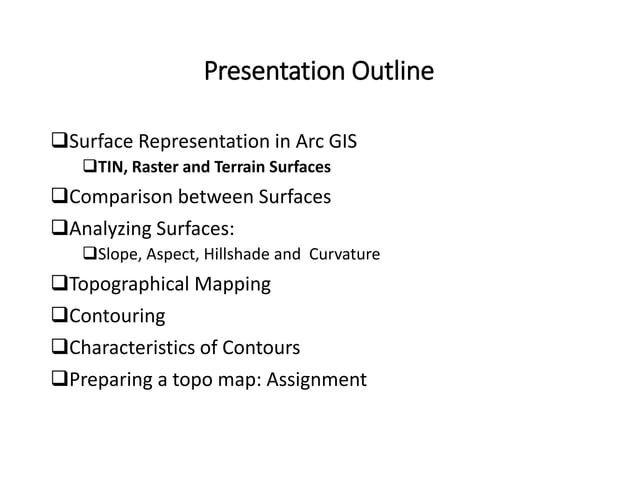 Surface Representations using GIS AND Topographical Mapping | PPTX | Maps & Navigation