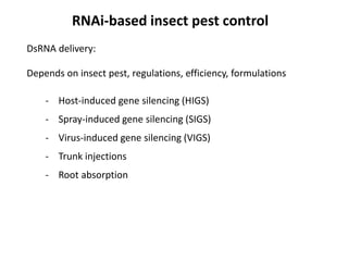 RNAi as a novel technology in pest control: current status and ...