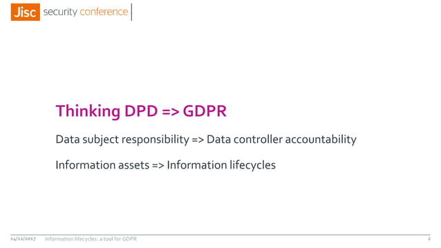 Information lifecycles: a tool for GDPR | PPTX