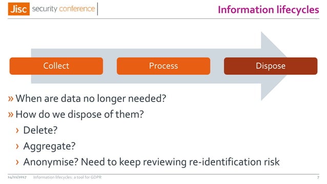 Information lifecycles: a tool for GDPR | PPTX