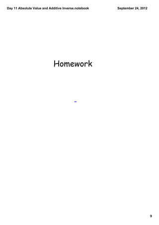 Day 11 absolute value and additive inverse | PDF