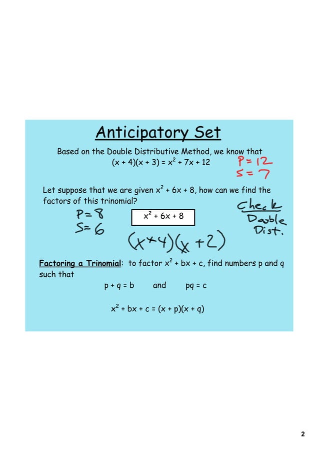 Day 11 factoring trinomials2 | PDF