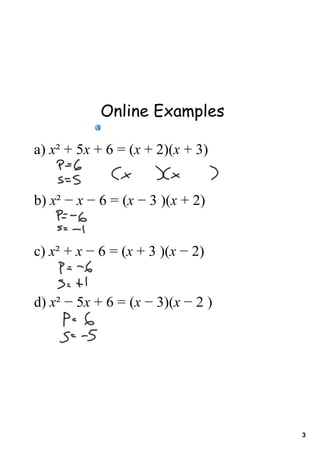 Day 11 factoring trinomials2 | PDF