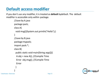 OOPs with Java - Packaging and Access Modifiers | PPTX