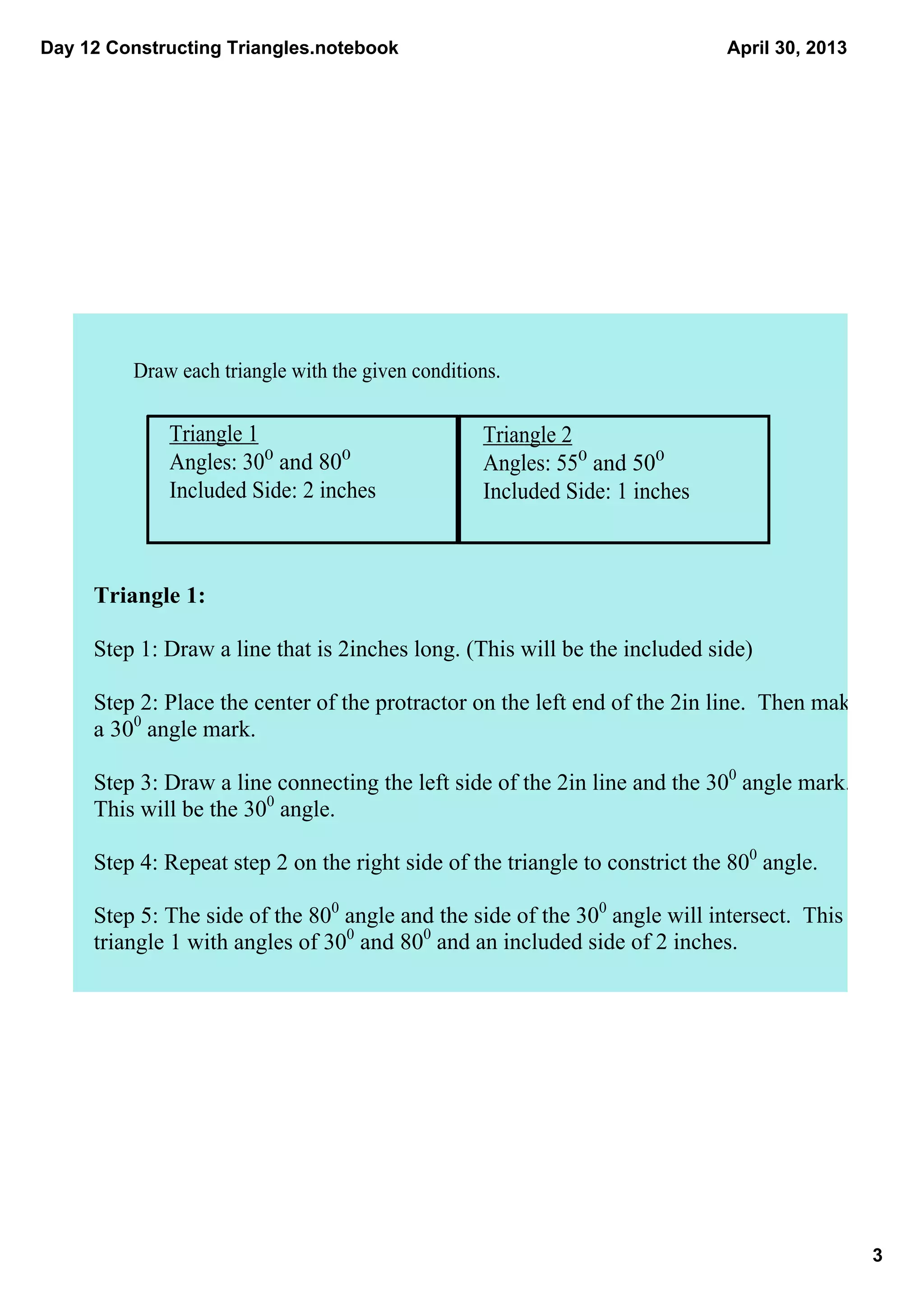 Day 12 constructing triangles | PDF | Drawing and Sketching | Arts and ...