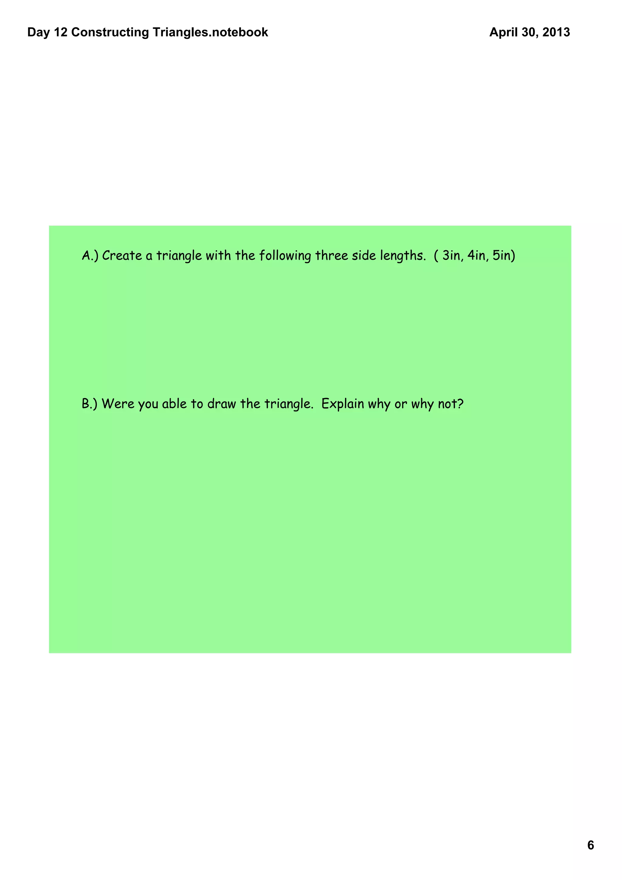 Day 12 constructing triangles | PDF | Drawing and Sketching | Arts and ...