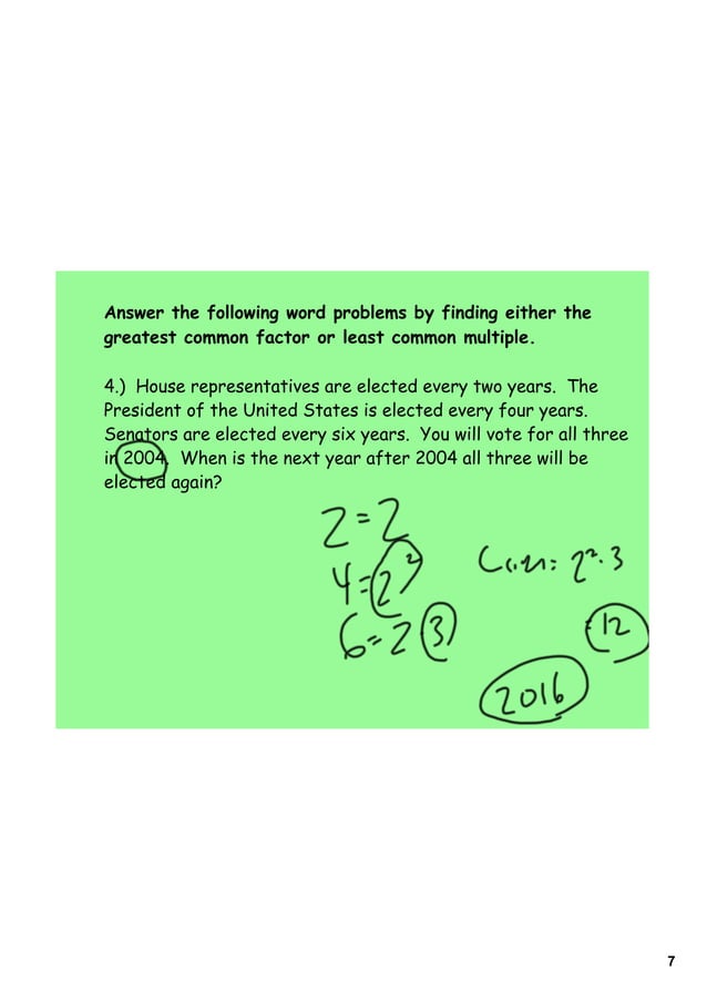 Day 12 gcf lcm word problems | PDF