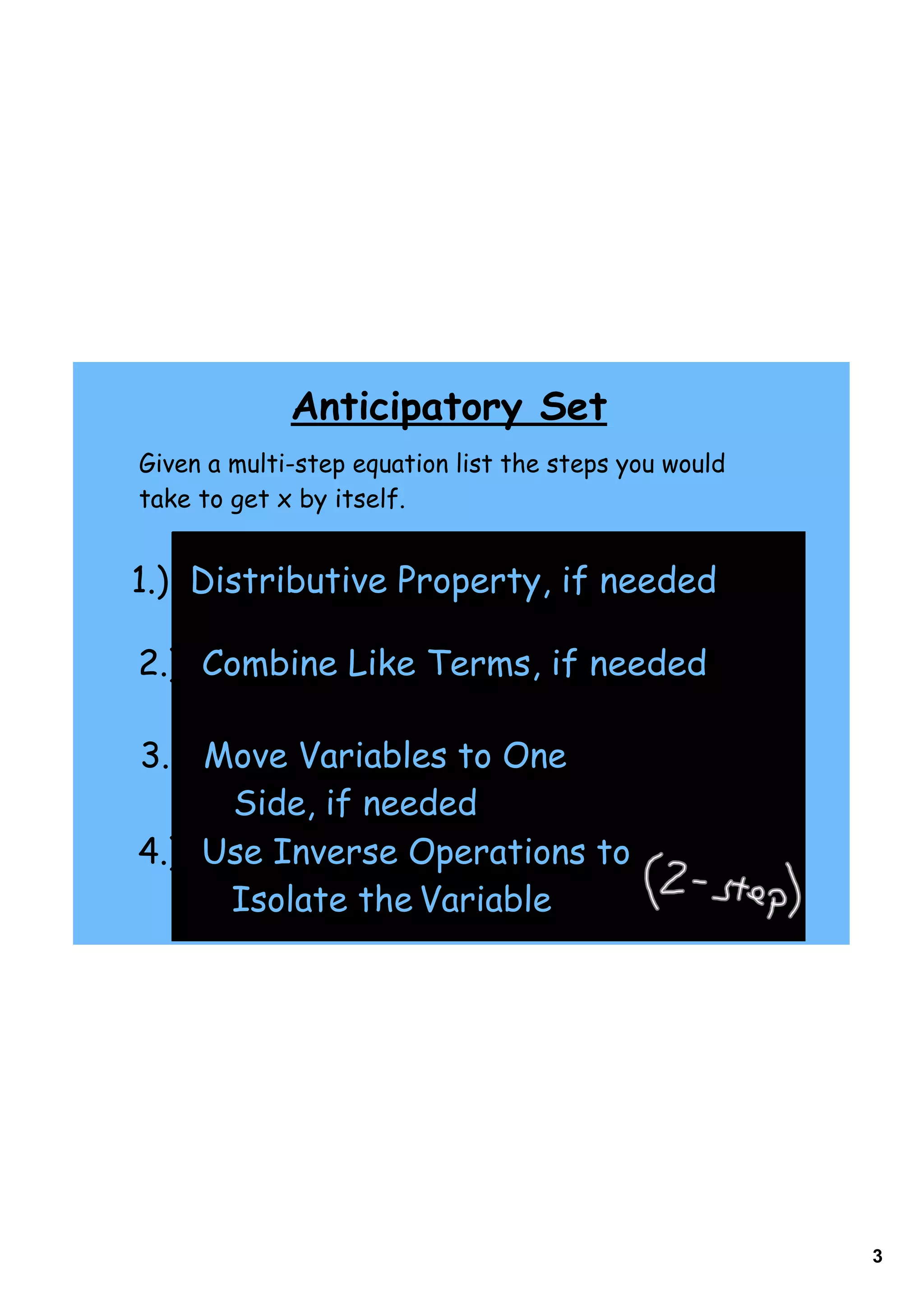Day 12 multi step equations | PDF