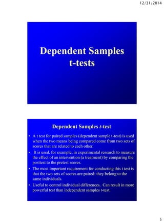 Day 12 t test for dependent samples and single samples pdf | PDF