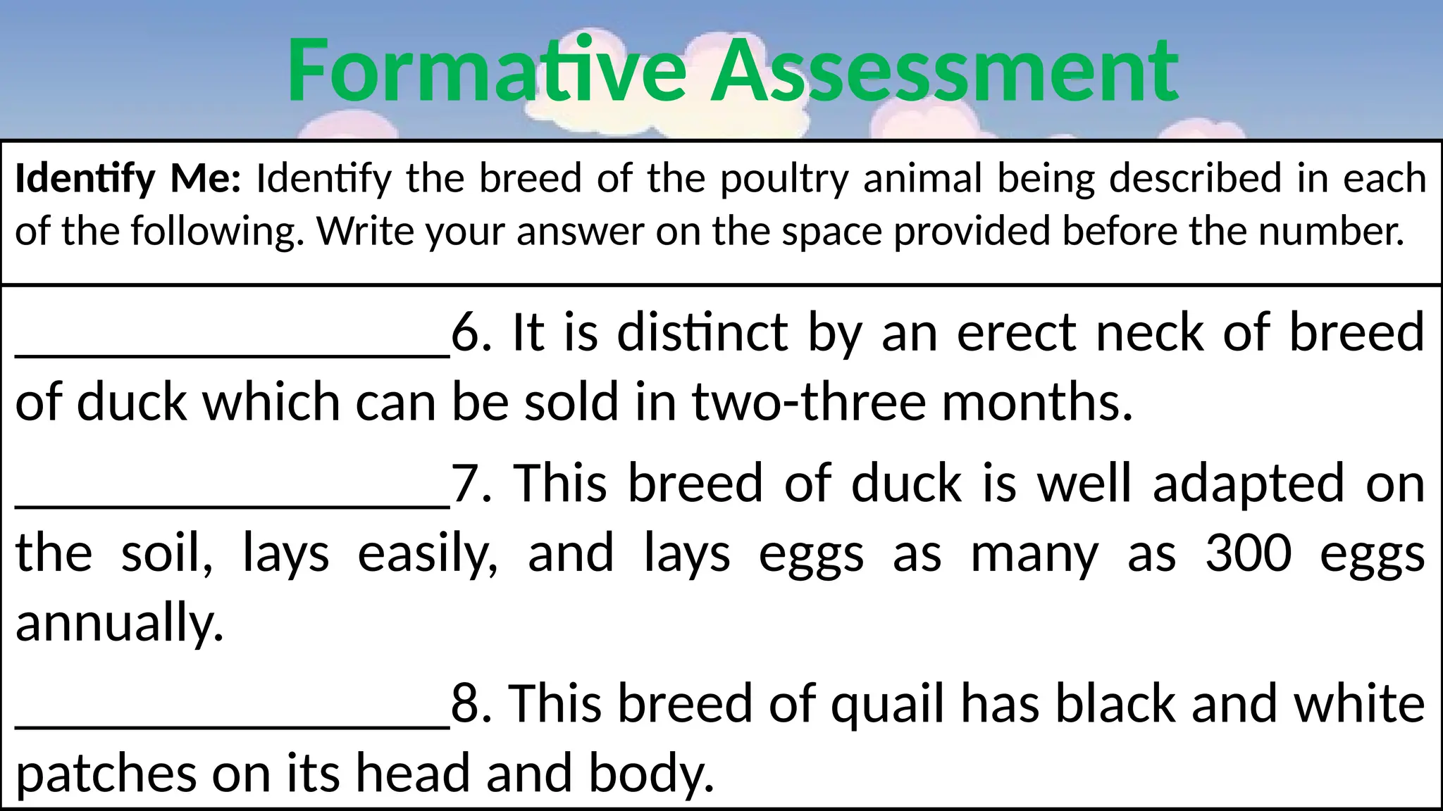 Day 13-16 (Breeds of Farm Animals Chicken, Duck, and Quail).pptx ...