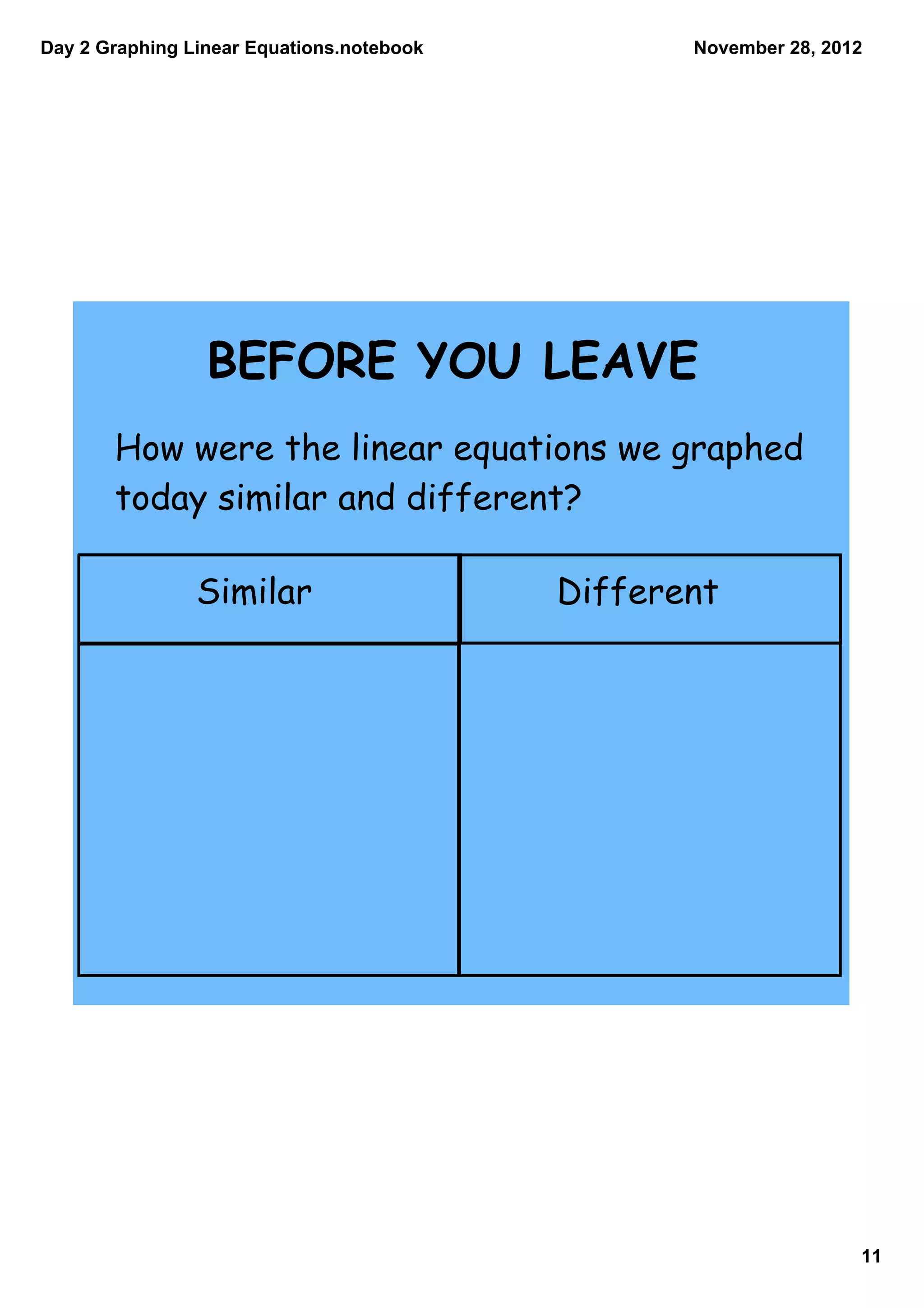Day 13 graphing linear equations from tables | PDF