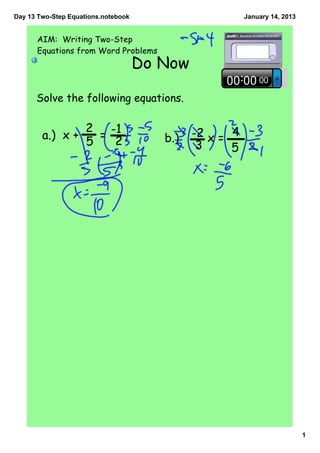 Day 13 two step equations | PDF